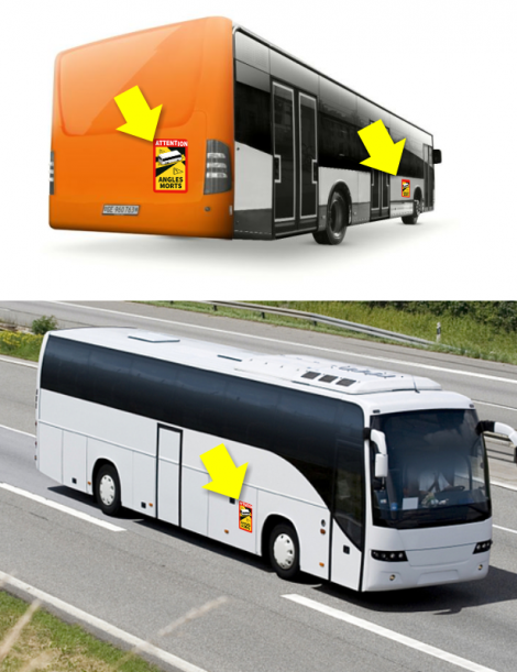 AUTOCOLLANT ANGLES MORTS BUS et CAR