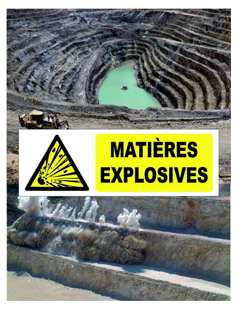 panneau danger matières explosives tir de mines